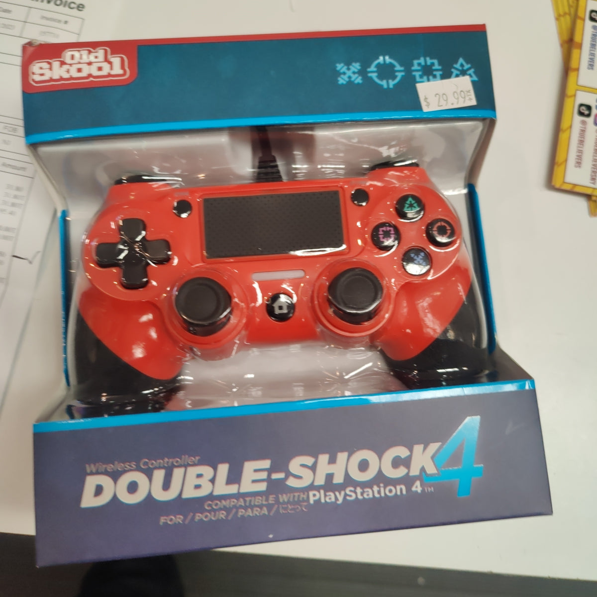 Old Skool Ps4 Dualshock 4 Double-Shock 4 Wired Controller (Red) – True Believers Gaming and ...