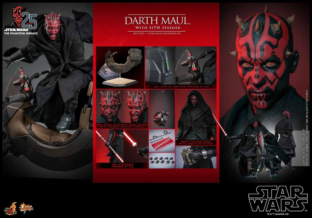 Hot Toys Star Wars Darth Maul w/ Sith Speeder MMS749 1:6 Scale Action ...